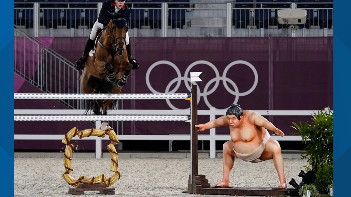 Sumo wrestler statue may be spooking Olympic equestrian horses | thv11.com