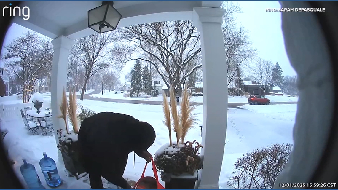 Family gets home as porch pirate is stealing their packages | thv11.com