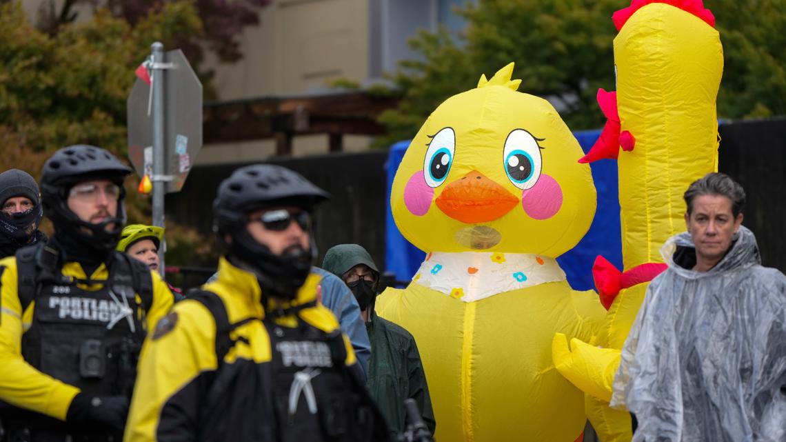 Why do people wear inflatable costumes to 'No Kings' protests? | thv11.com