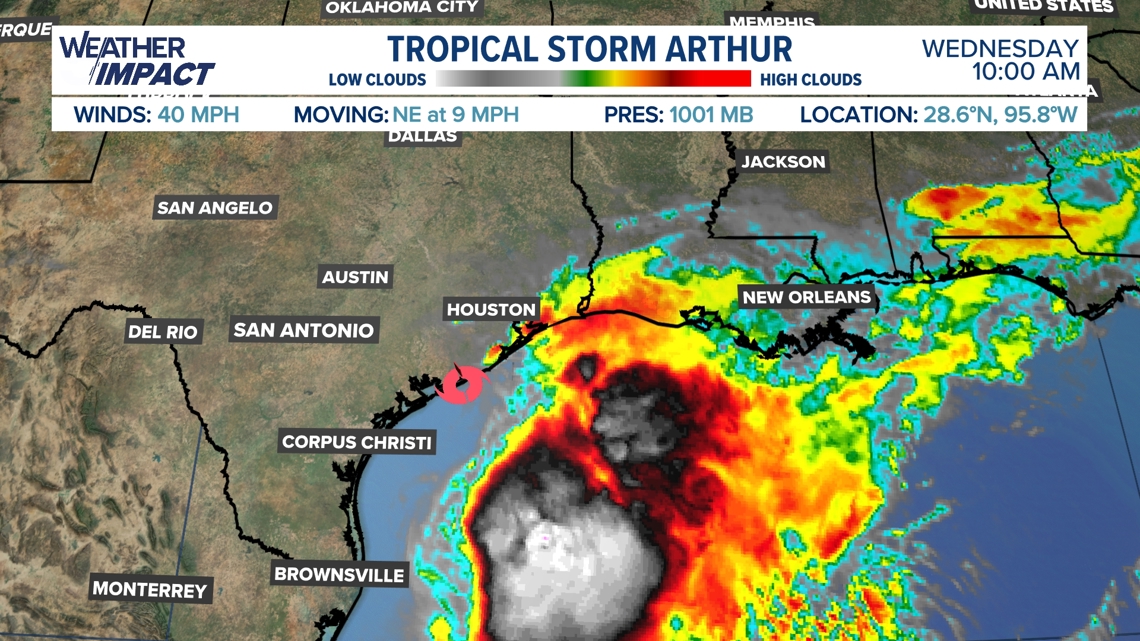 Tropical Storm Arthur, first of the Atlantic season, weakens to a low ...