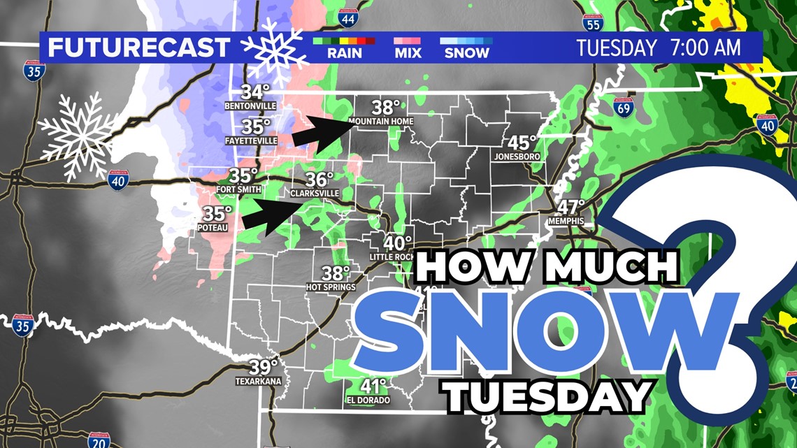 How much snow will stick on Tuesday across Arkansas? | thv11.com