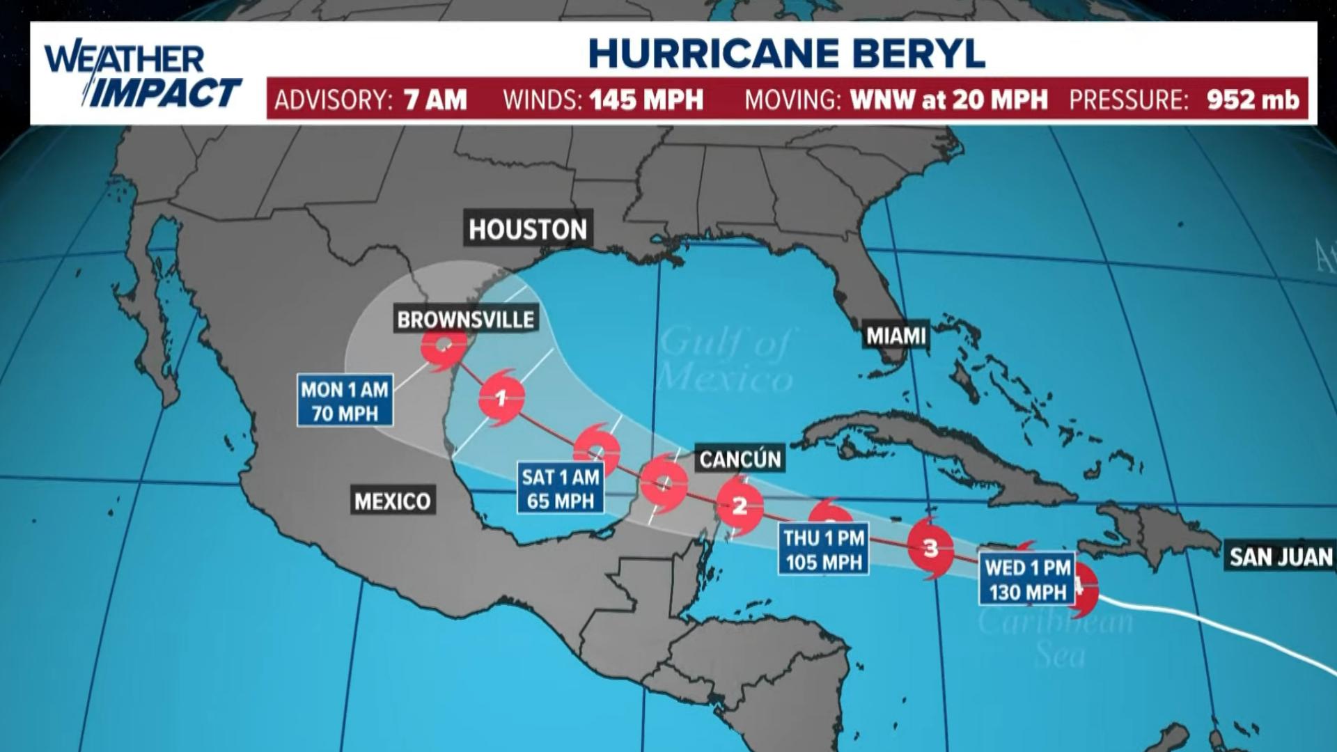 Hurricane Beryl tracker and spaghetti models, projected path | thv11.com