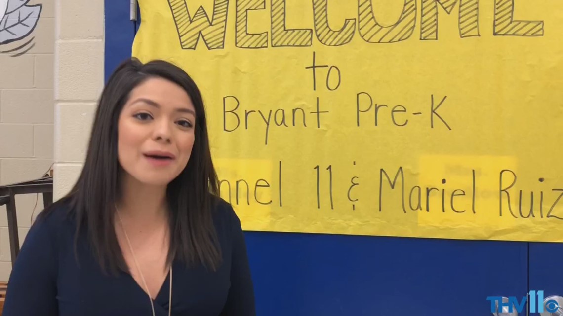 Meteorologist Mariel Ruiz talks to Bryant Pre-K students about weather ...