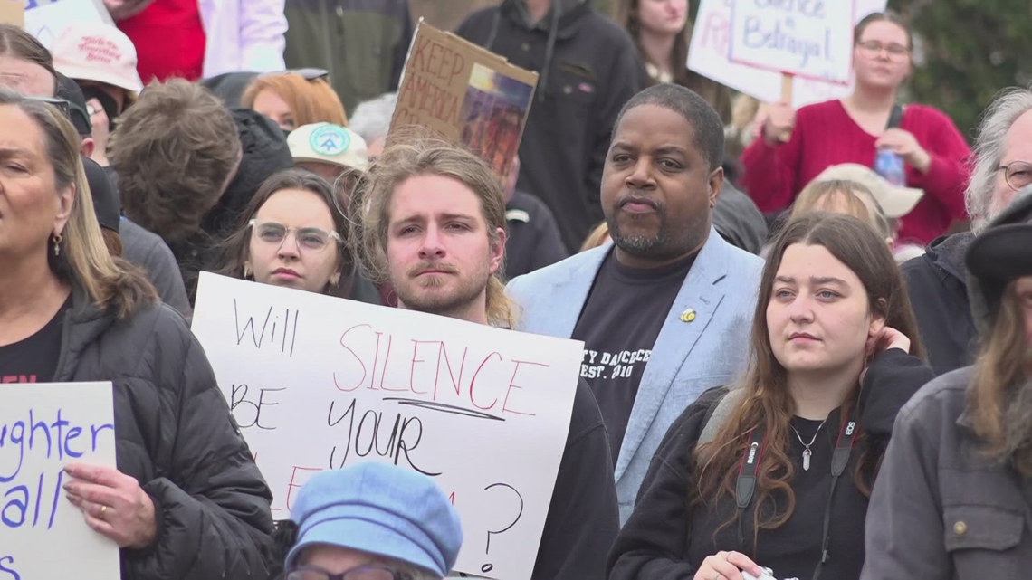 Community gathers in Little Rock to protest Trump administration ...