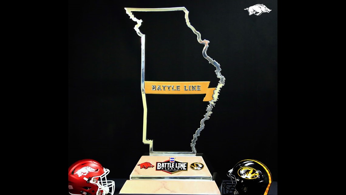 Mizzou Trophy Arkansas Football Adds Battle Line Rivalry Trophy To