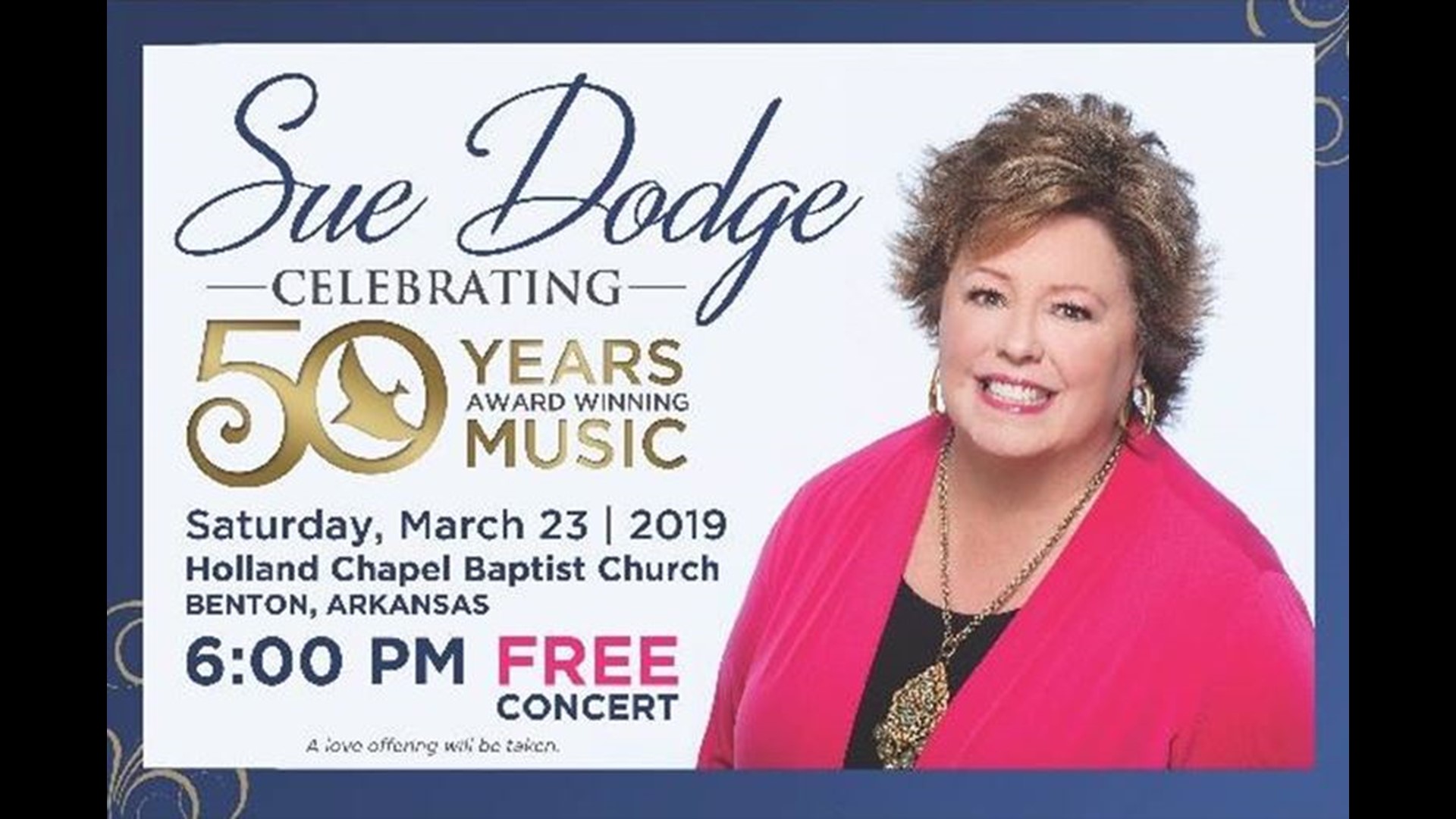 Free Sue Dodge concert to celebrate 50 years in Gospel music | thv11.com