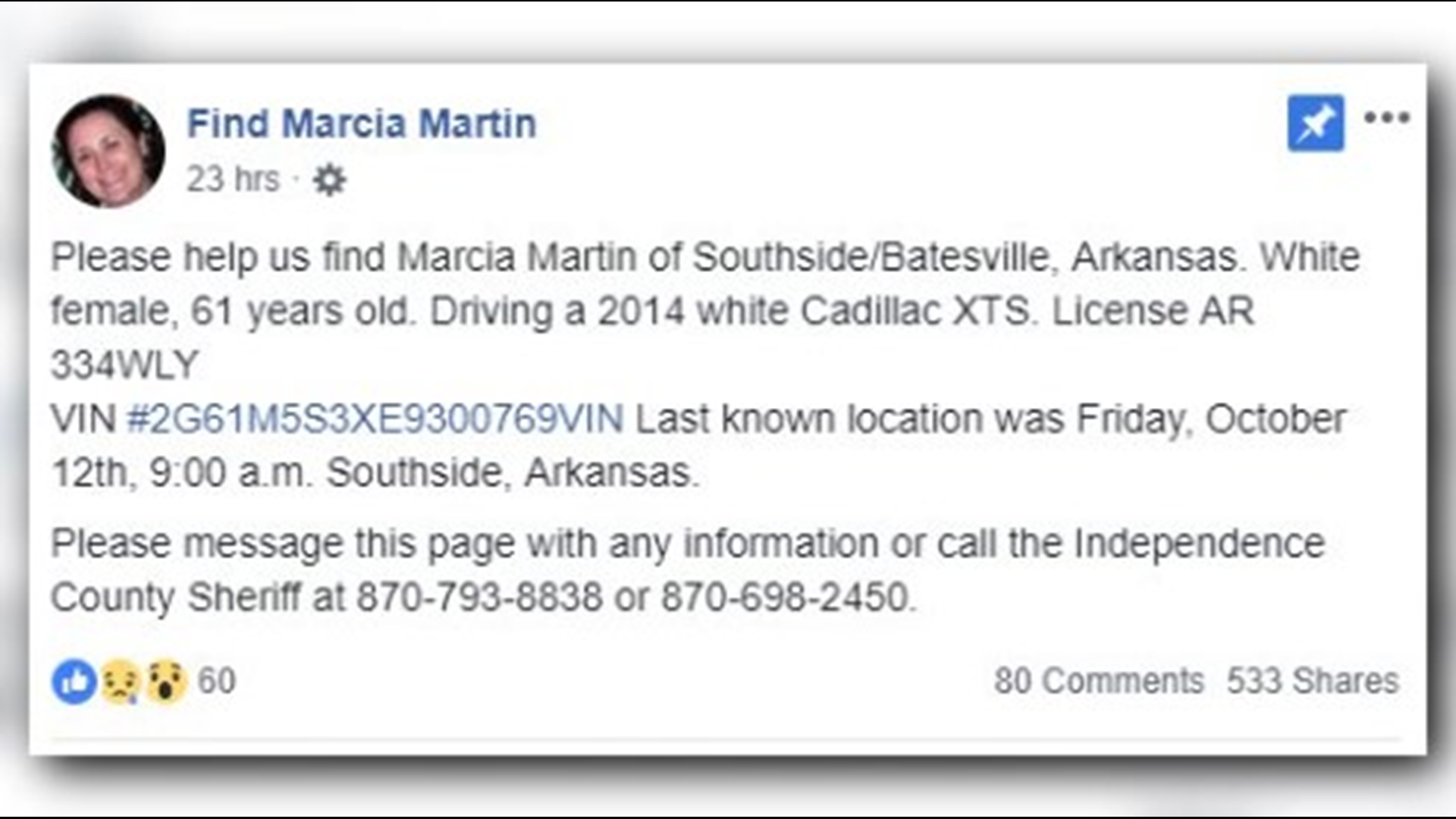Marcia Martin, well-known pharmacist missing from Independence Co., has ...
