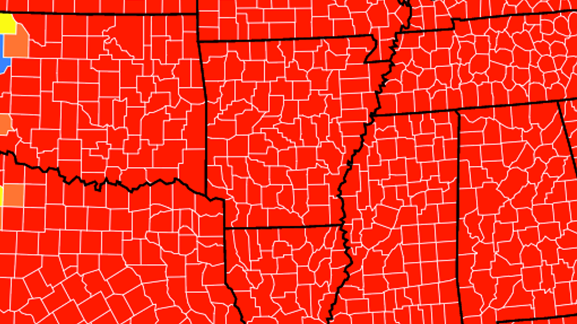 All Arkansas counties listed as 'high transmission' COVID areas | thv11.com