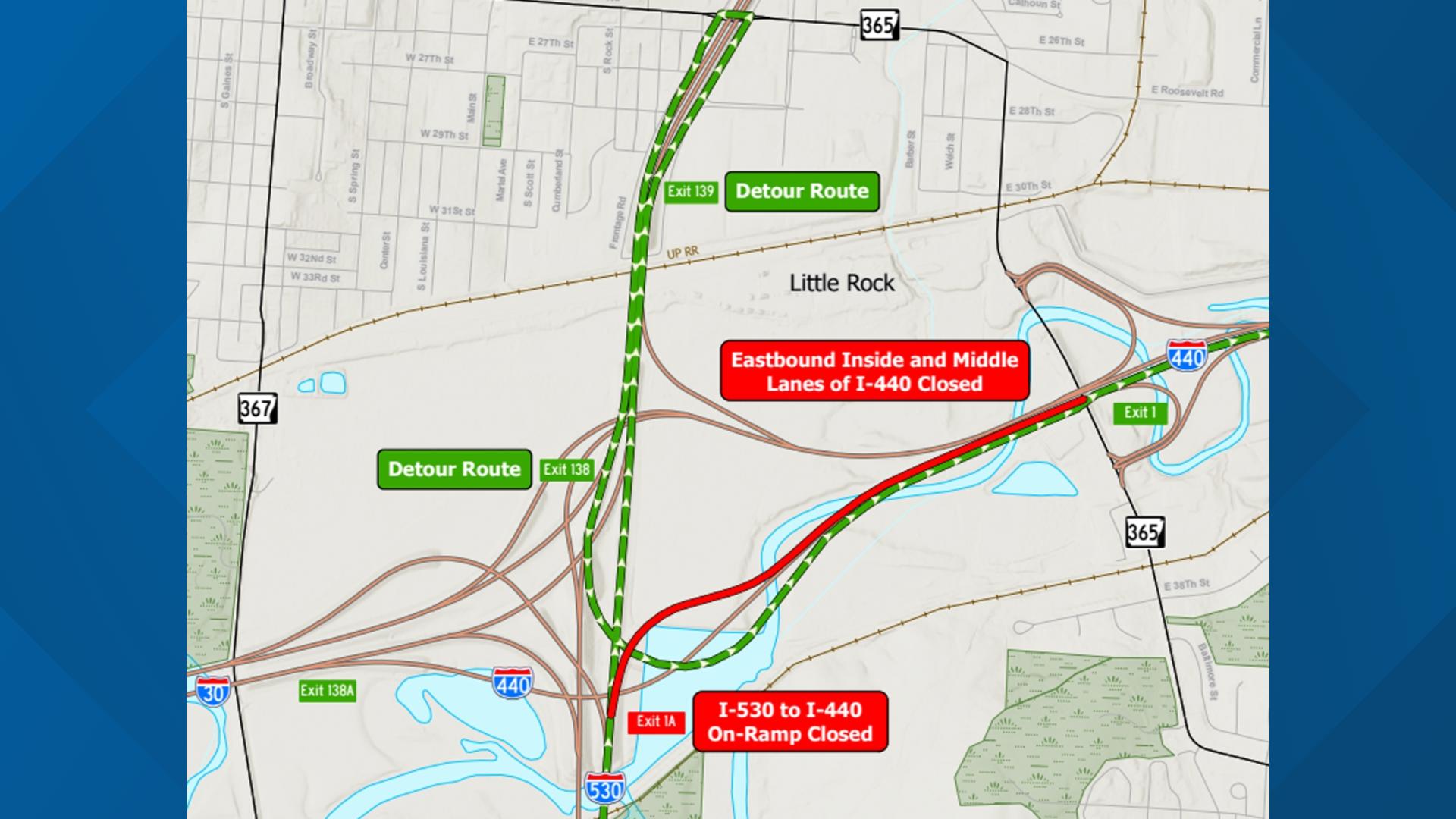 ARDOT schedules overnight lane closures for Interstate 440 | thv11.com