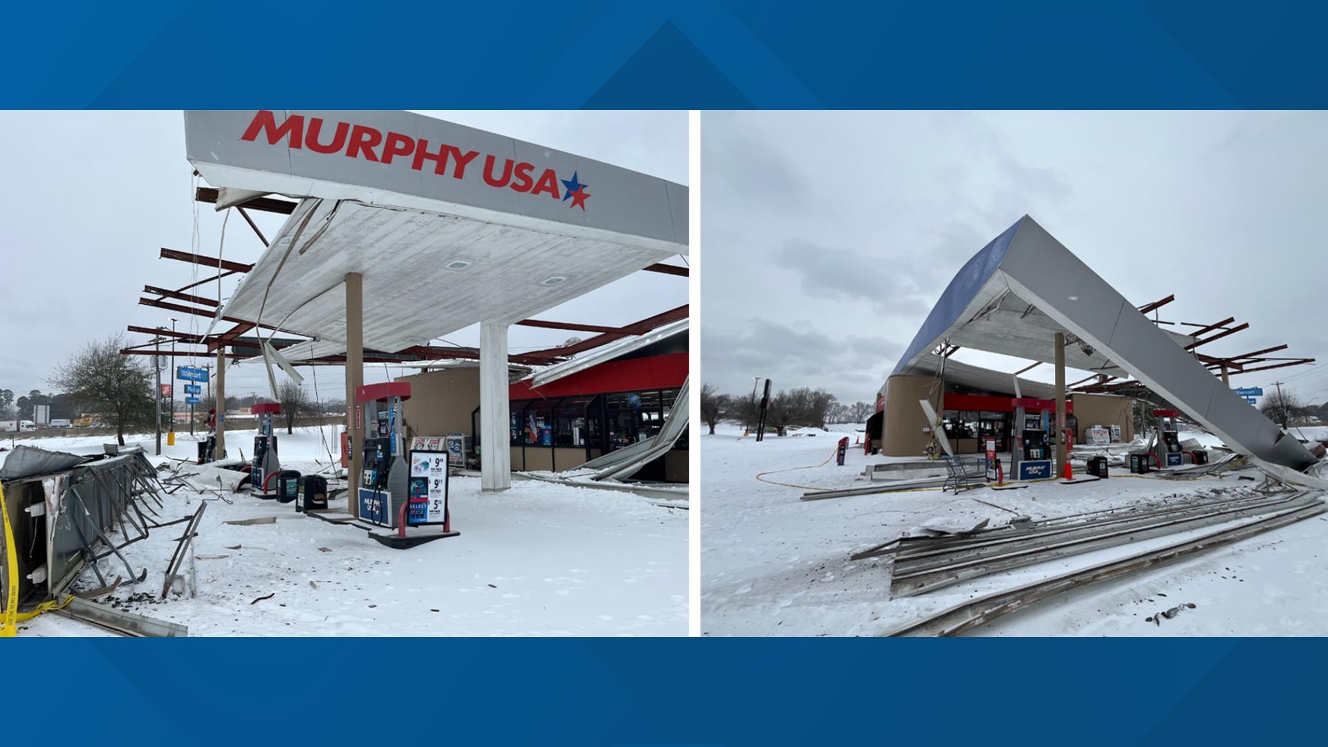 Gas station awning at Murphy USA in Benton collapses during winter ...