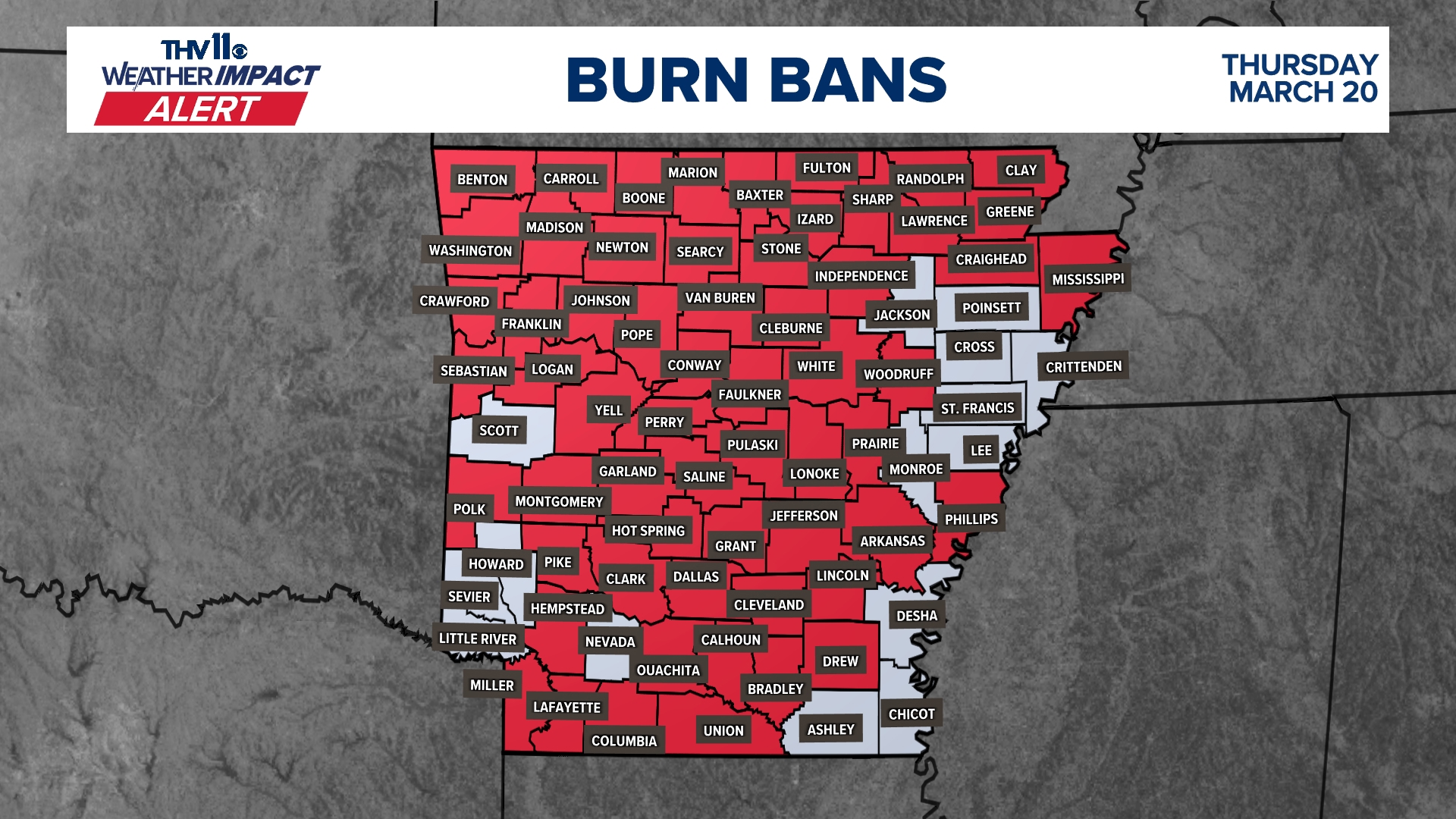 Red flag warning issued in Arkansas | Weather Impact Alert | thv11.com