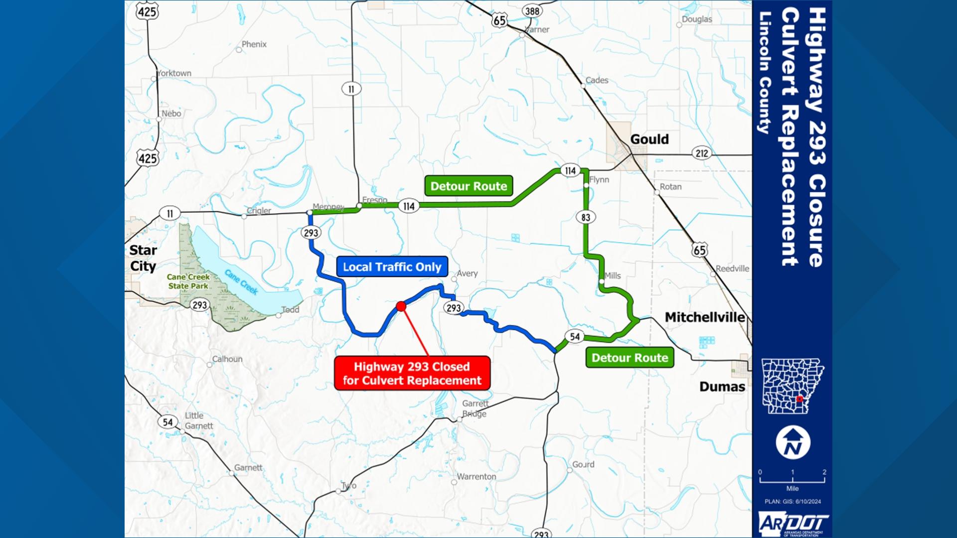 ARDOT says Highway 293 will be closed for 2 days | thv11.com