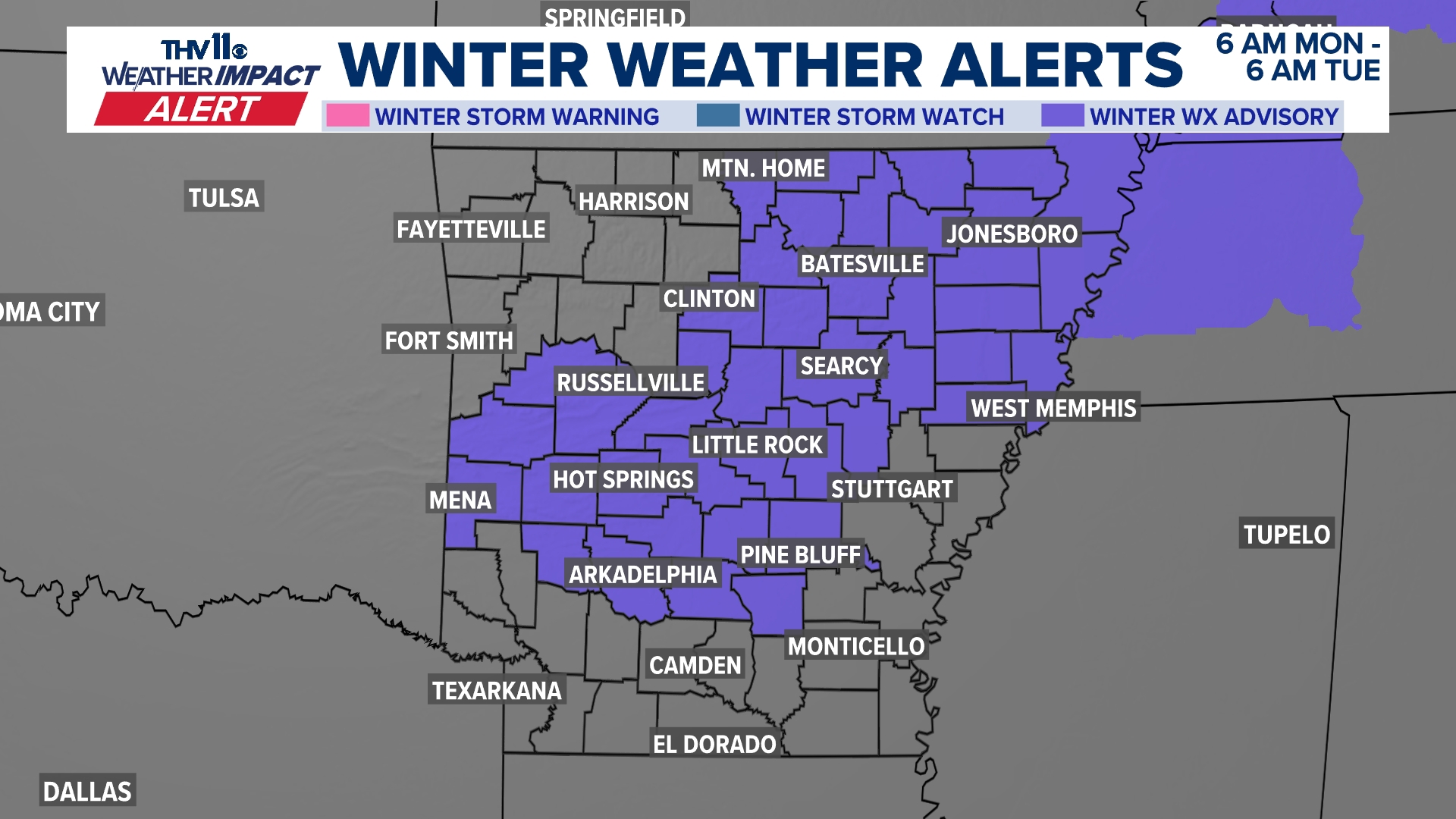 Winter Weather Advisory in effect for Central Arkansas | What to know ...