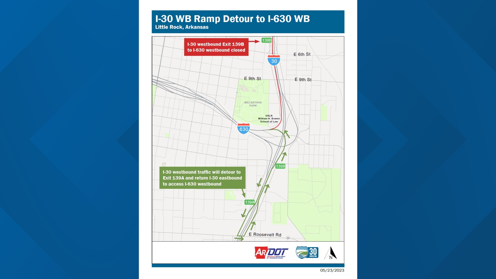 Ramps to I-30 West and I-630 West closed overnight in Little Rock ...