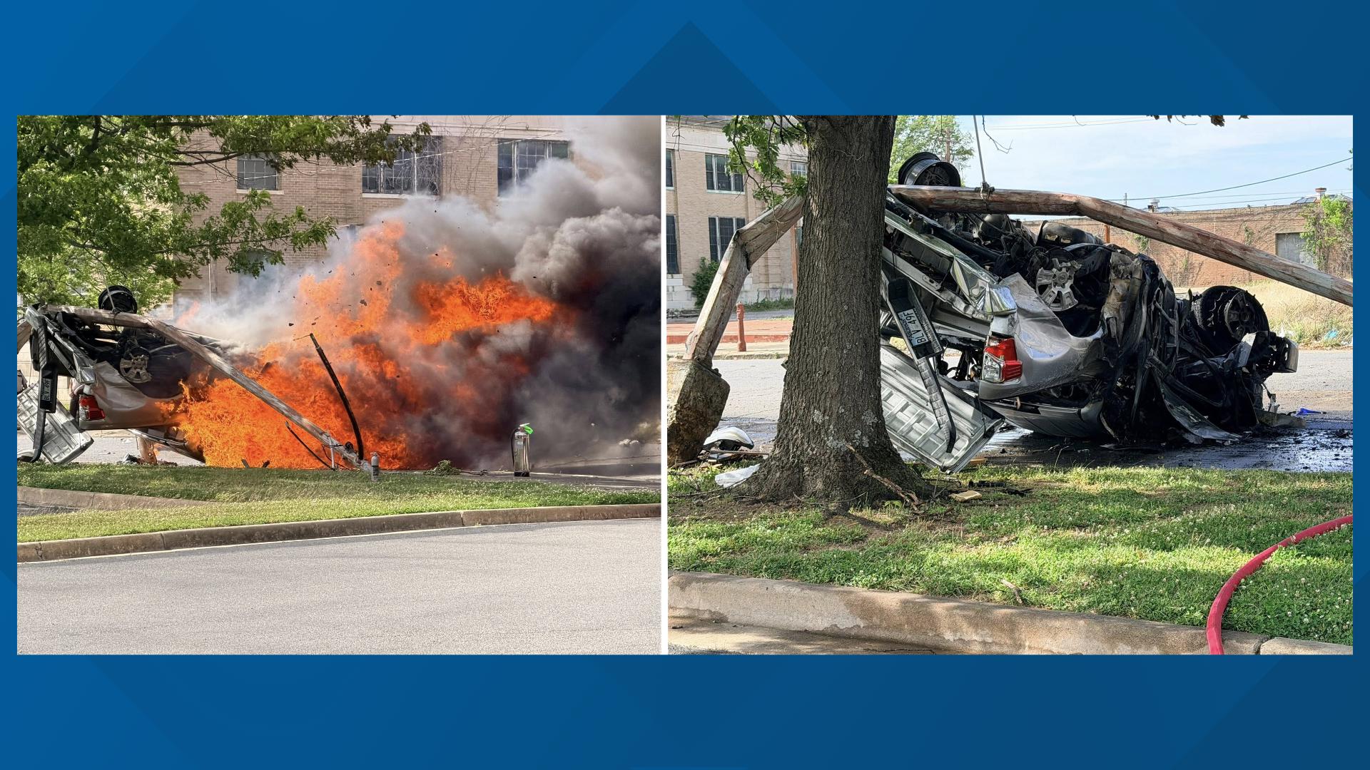 Police pursuit of wanted Pine Bluff man ends in fiery crash | thv11.com