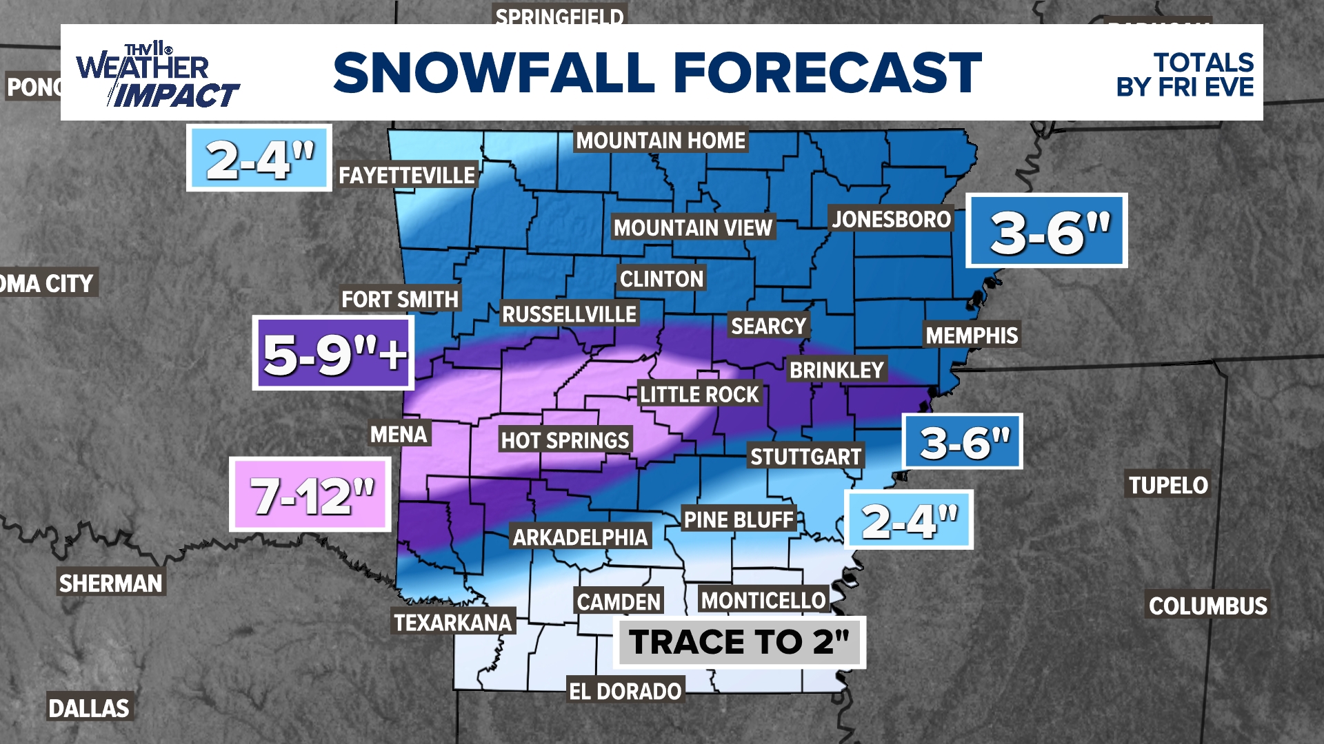 How much snow is Arkansas supposed to get this week | thv11.com