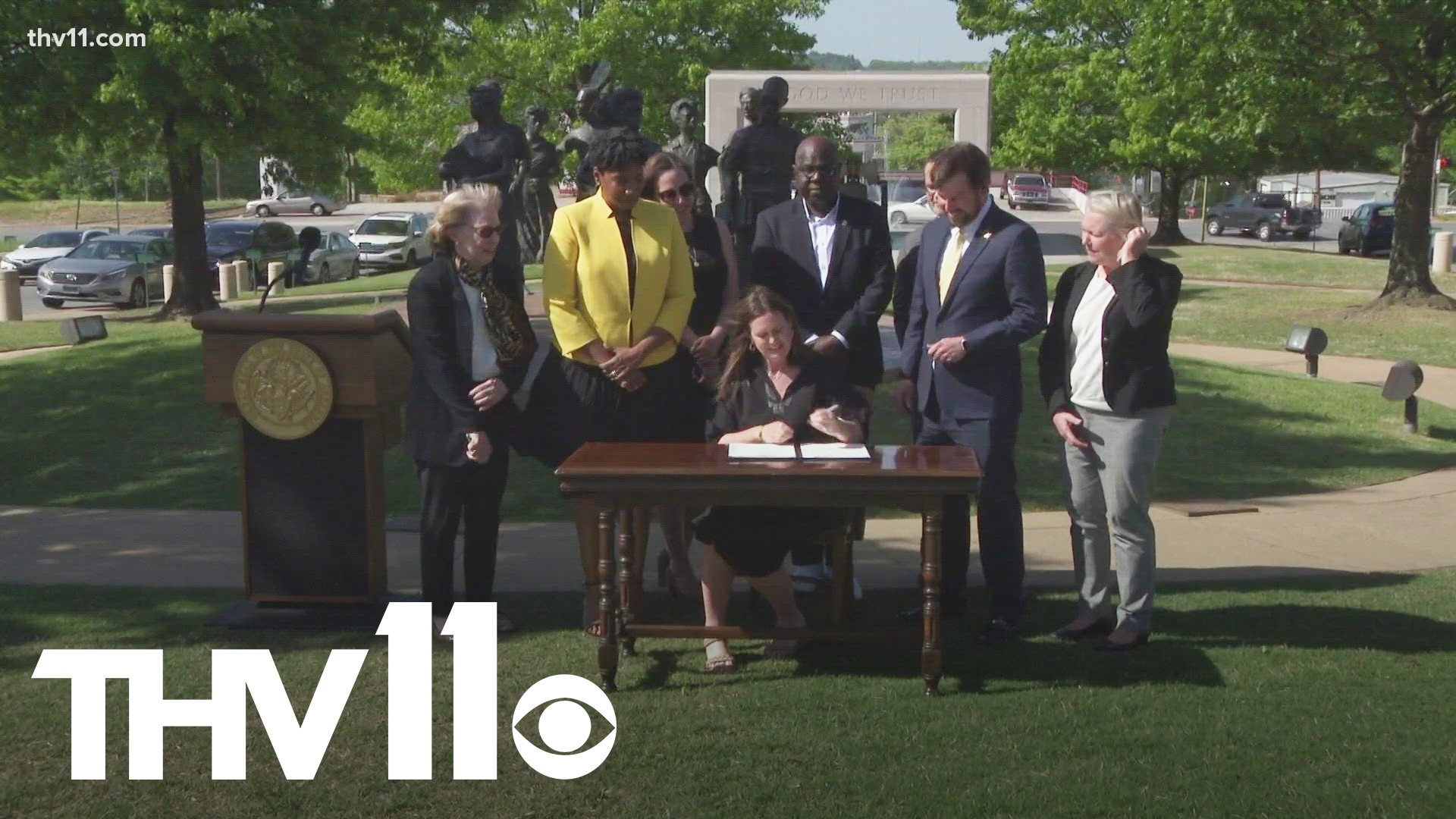 Gov. Sanders signs legislation for specialty license plates at Central ...