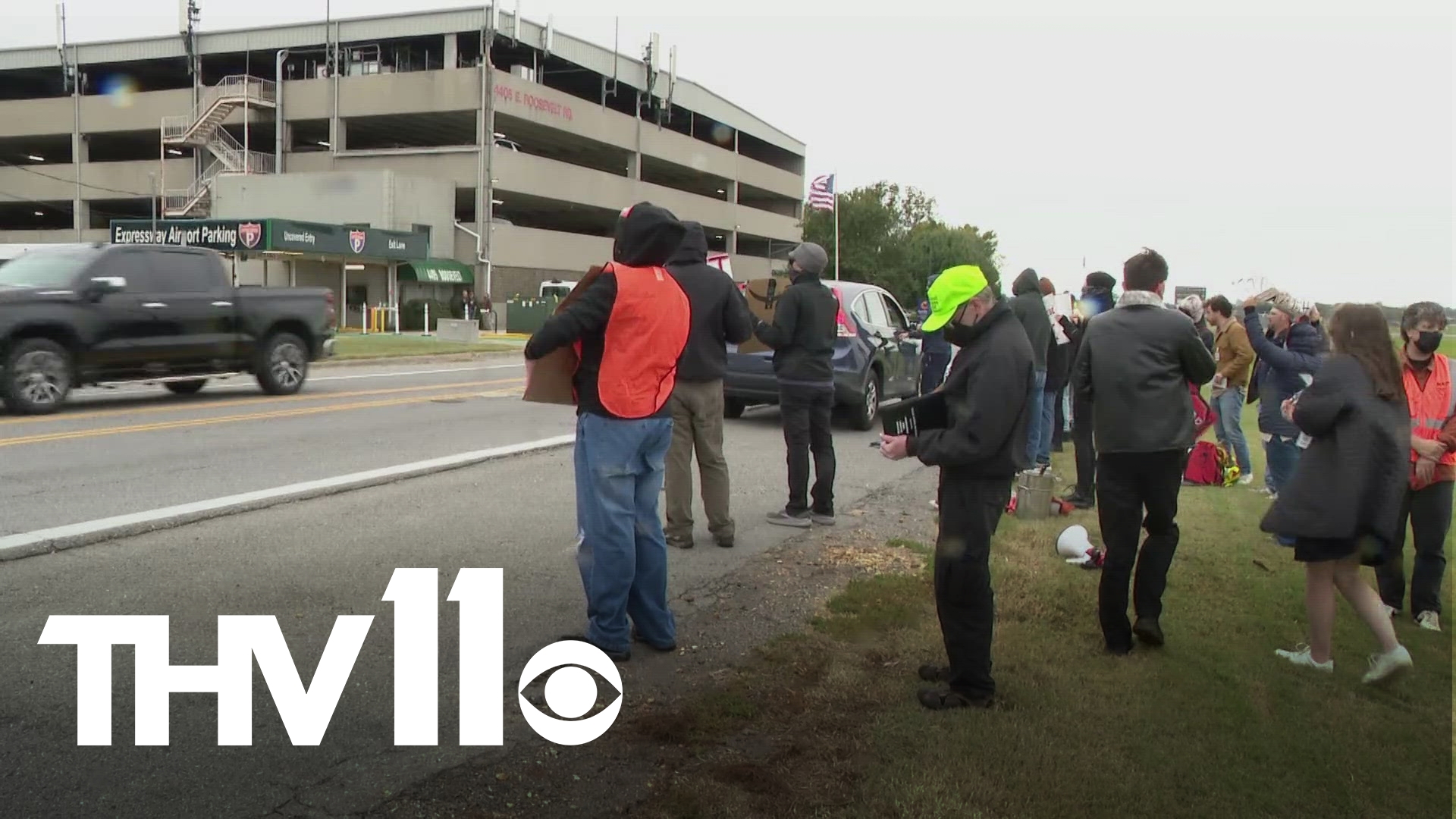 Protesters gather near Little Rock airport to decry ICE actions | thv11.com