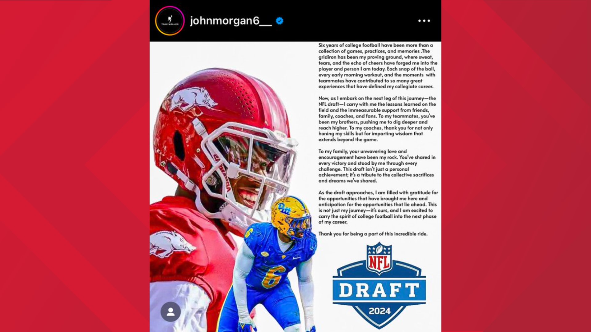 Arkansas DL John Morgan III throws name into 2024 NFL Draft | thv11.com