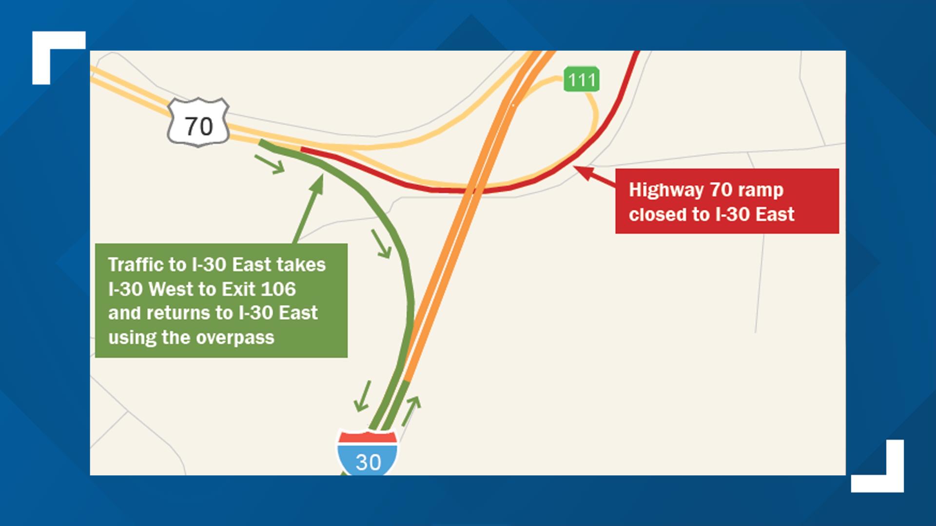 Ramp closure scheduled for Highway 70 ramp to I-30 east | thv11.com