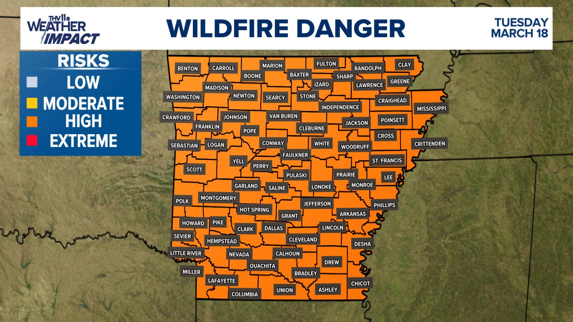All of Arkansas now under high wildfire threat | thv11.com