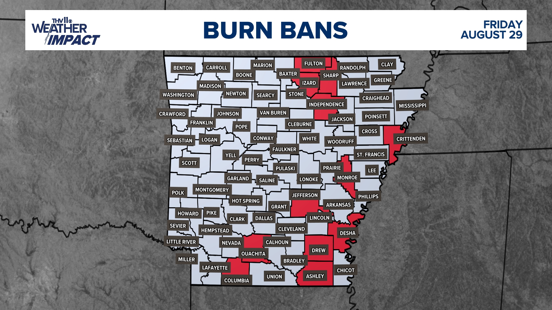 Here's which counties in Arkansas are currently under a burn ban ...