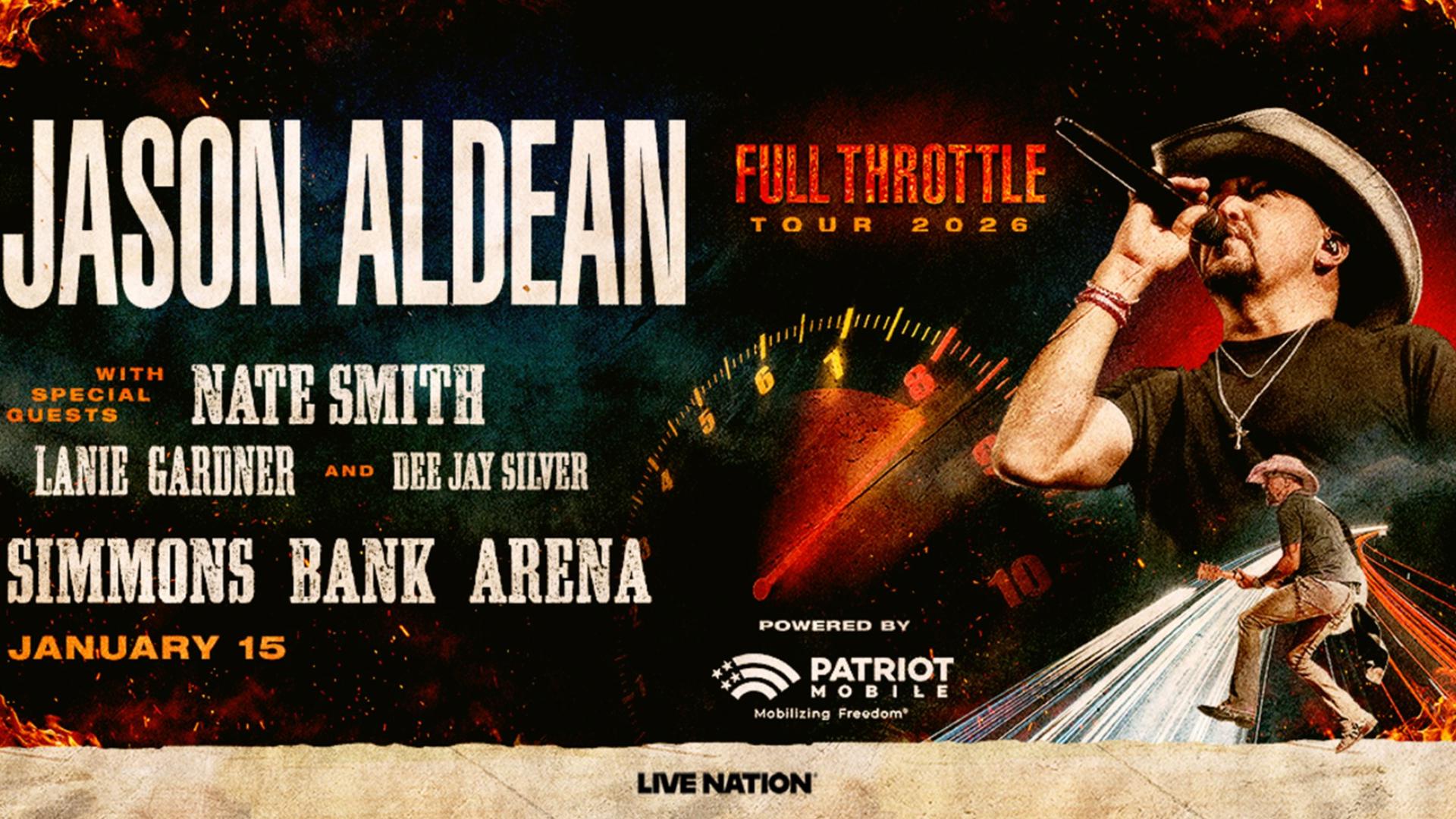 Jason Aldean brings 'Full Throttle World Tour' to Arkansas in 2026 ...