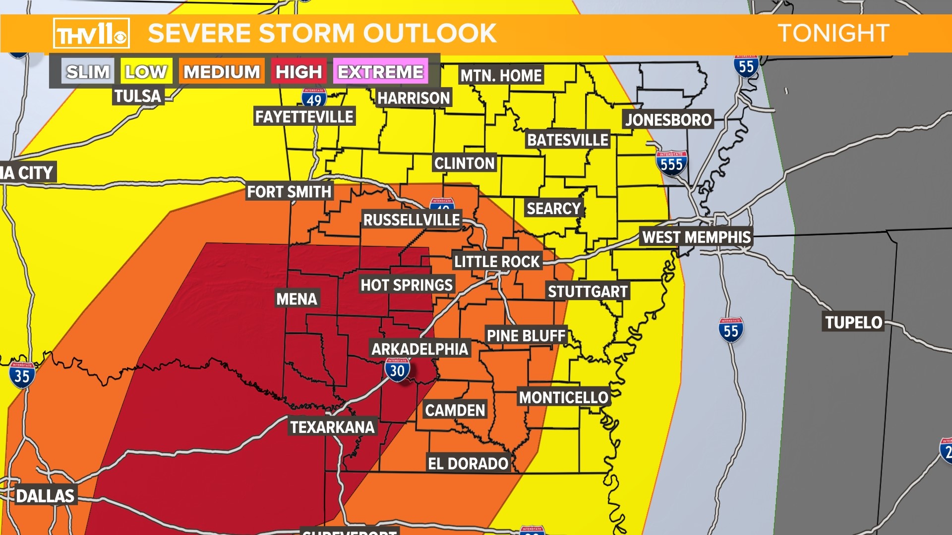 Strong to severe storms possible in Arkansas on Friday | thv11.com