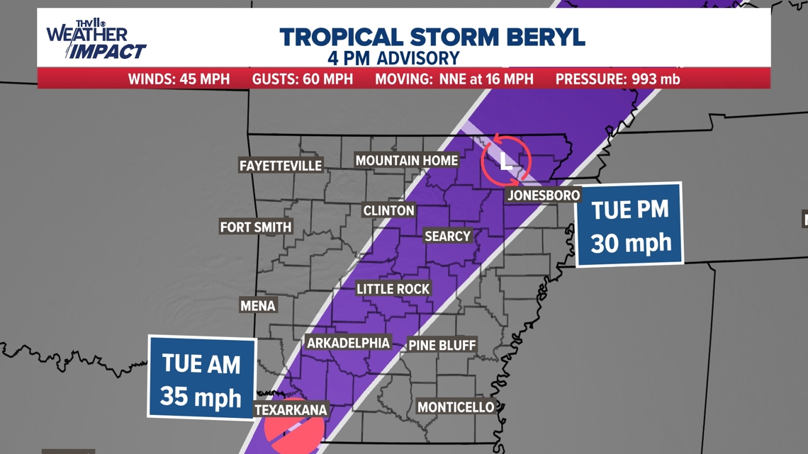 Beryl to bring tropical storm toward Arkansas | thv11.com