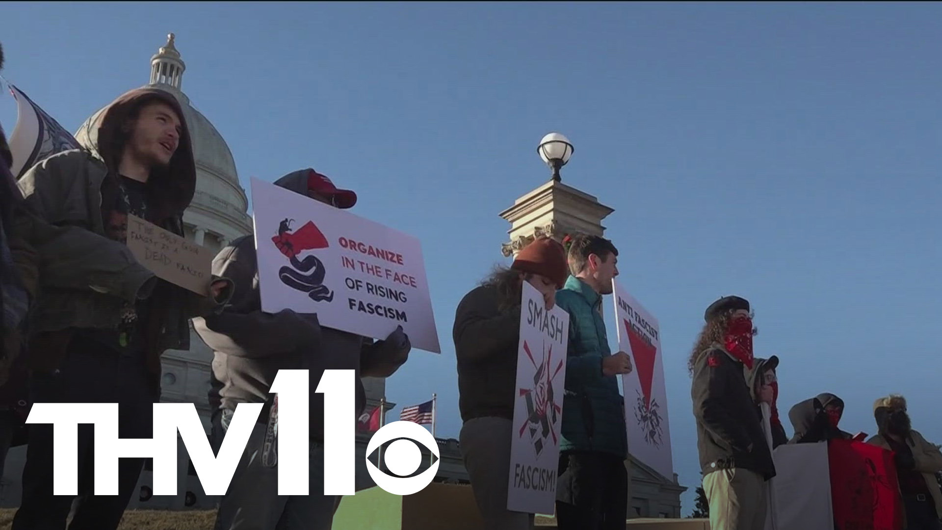 Activists hold 'anti-fascist rally' outside Arkansas State Capitol ...