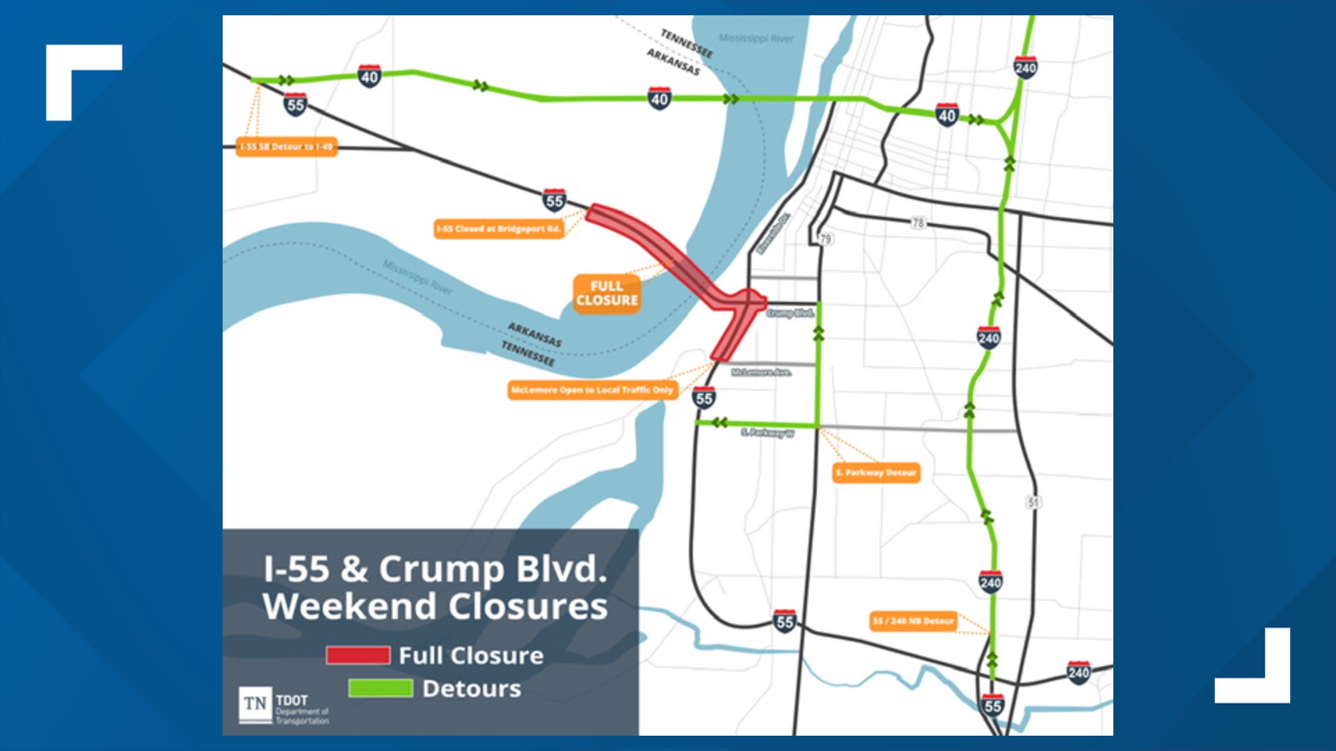 I-55 bridge to close for two weeks starting March 10 | thv11.com